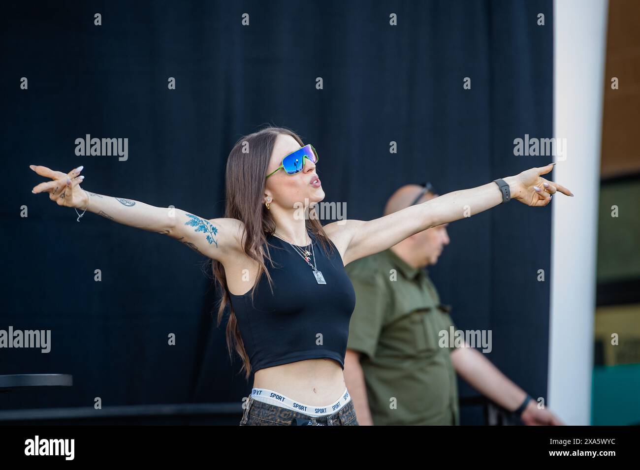 Singer Angelina Mango is performing on stage at Ottagono Square at ...