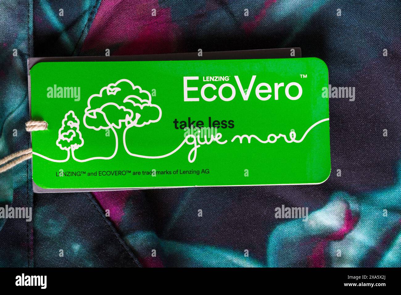 Lenzing EcoVero label tag in mans shirt - take less give more Stock ...
