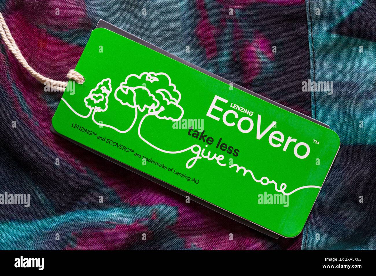 Lenzing EcoVero label tag in mans shirt - take less give more Stock ...