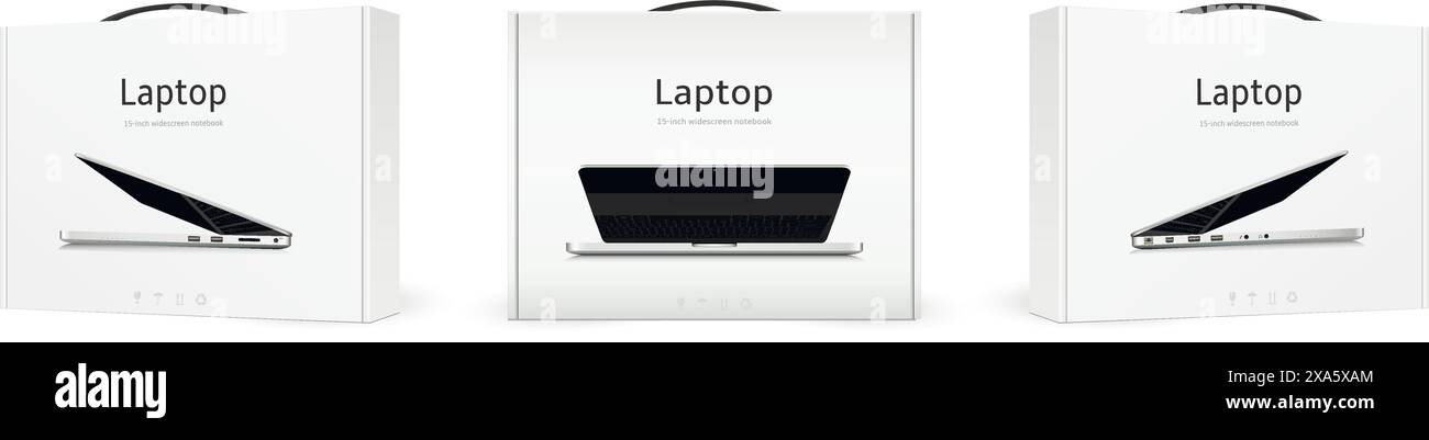 Boxes with new notebook computers. Vector illustration Stock Vector ...