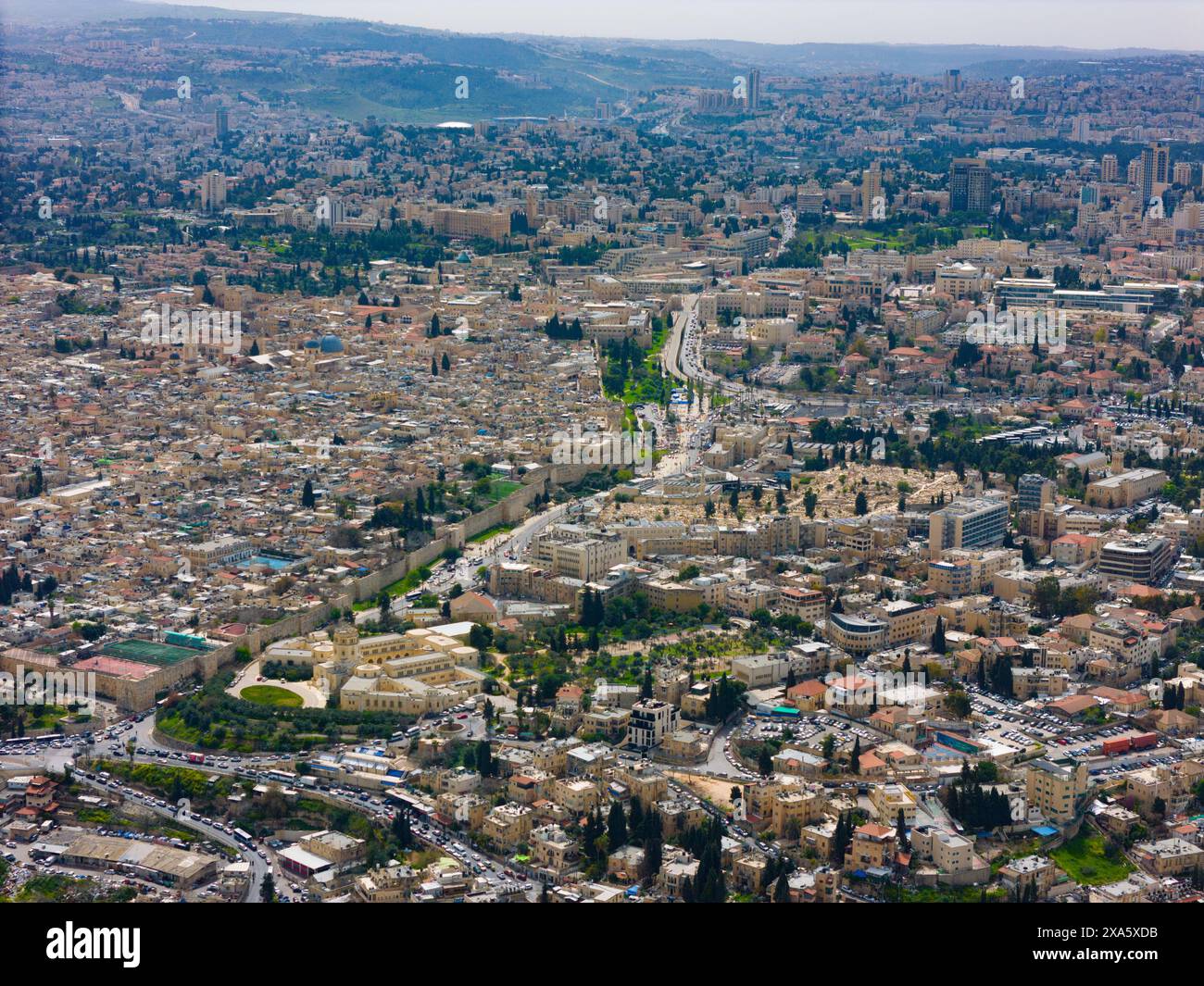 Aerial photo showcasing the contrast between Jerusalem's historic Old ...