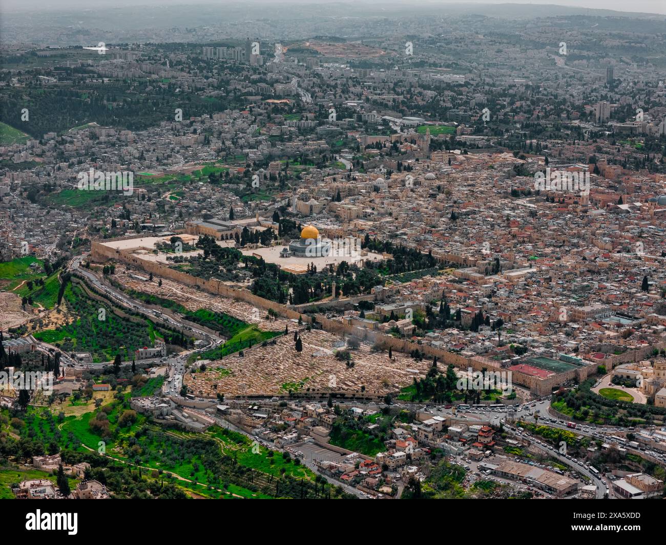 A stunning aerial view of Jerusalem's Old City and Temple Mount ...