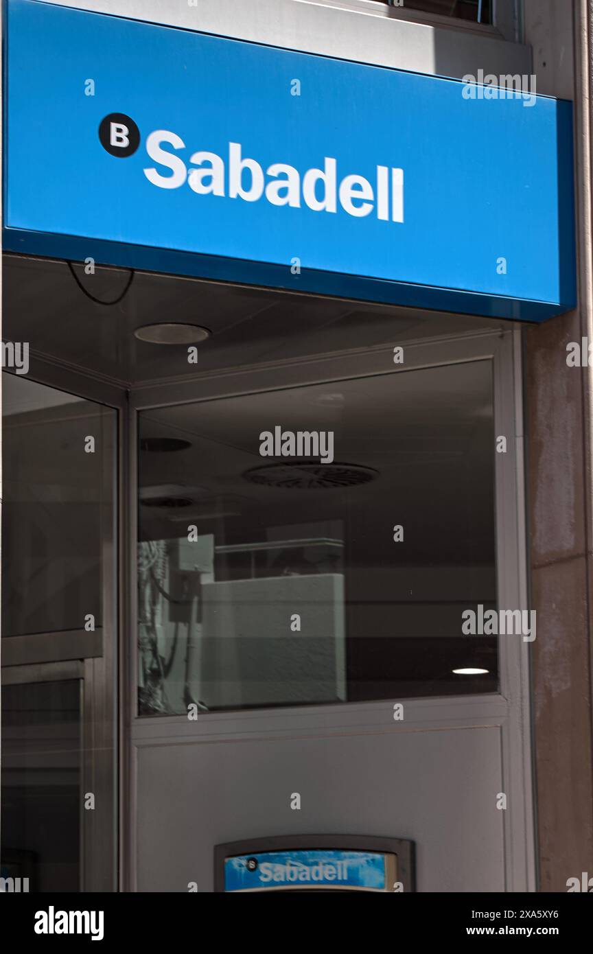 Sitges, Barcelona, Spain-June 03, 2024: View of a Banco Sabadell ...