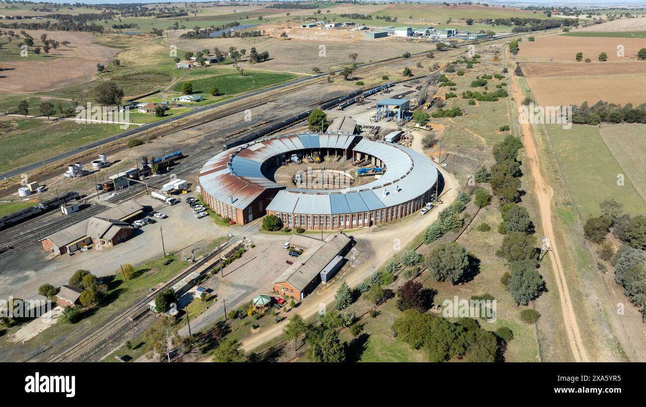 An aerial view of the Junee Roundhouse Railway Museum in Junee ...