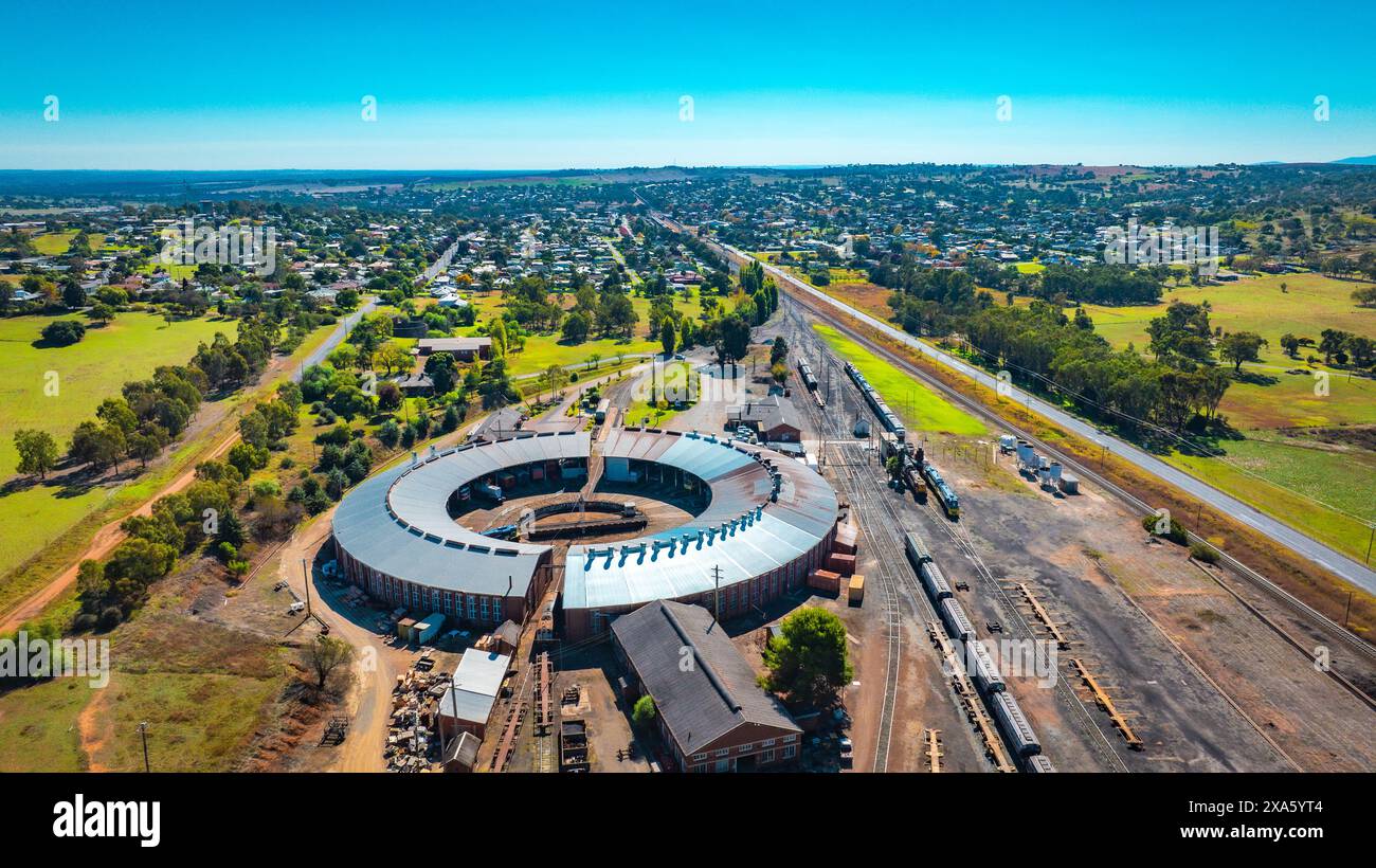 An aerial view of the Junee Roundhouse Railway Museum in Junee ...