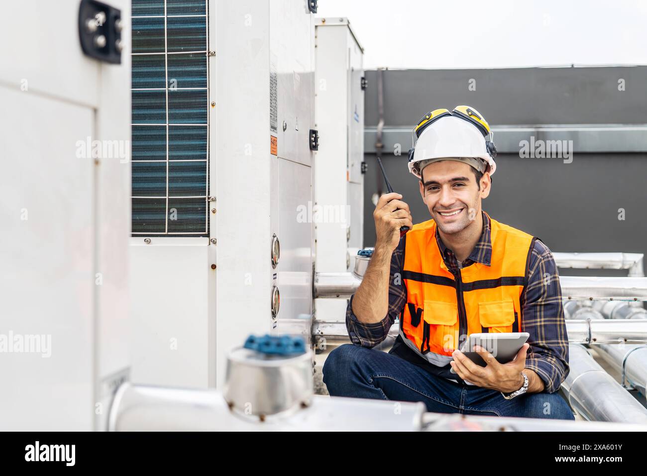 A technical foreman chatting on radio about building systems ...