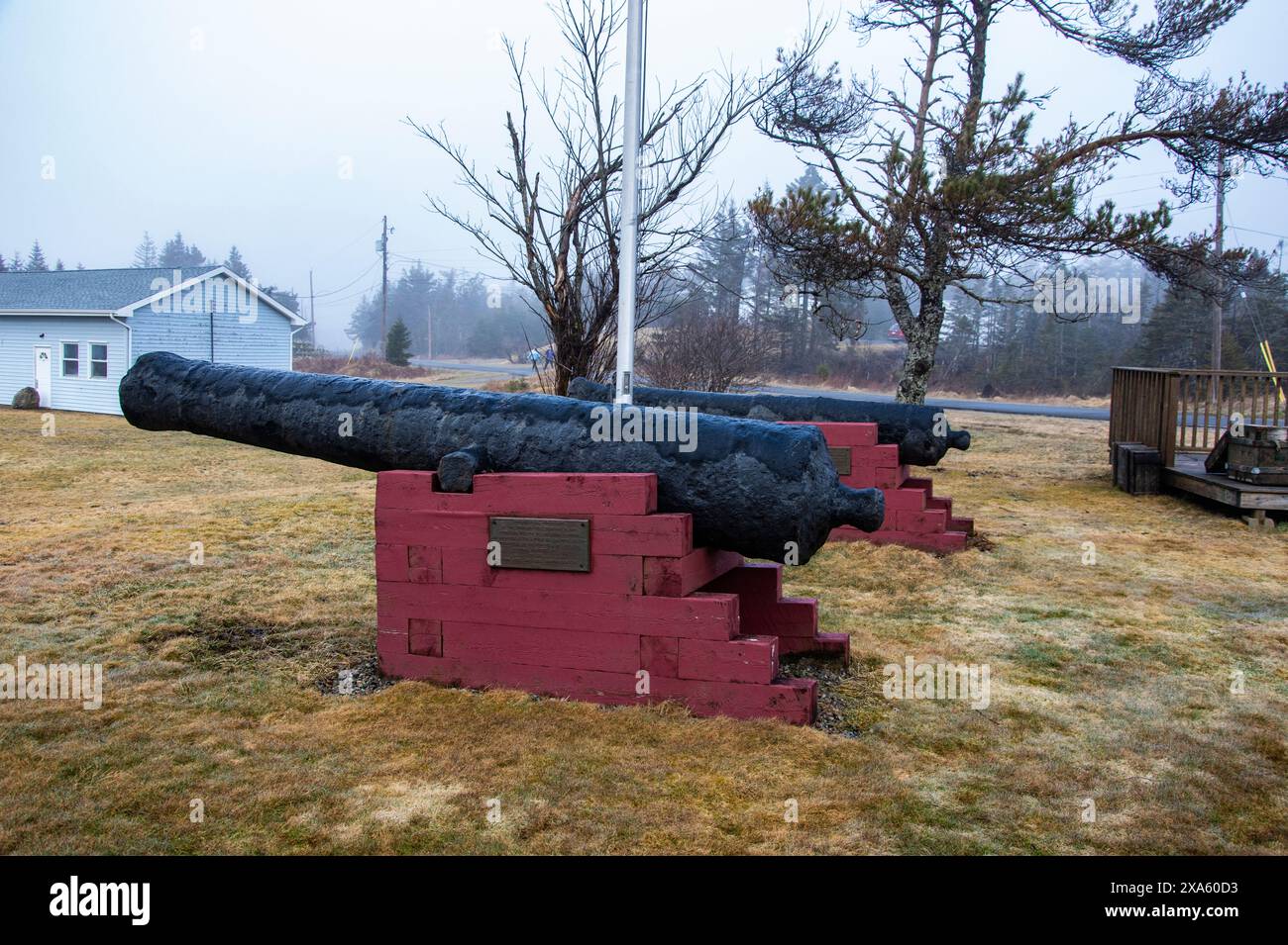 Cannons at S&L Railway Museum in Louisbourg, Nova Scotia, Canada Stock ...