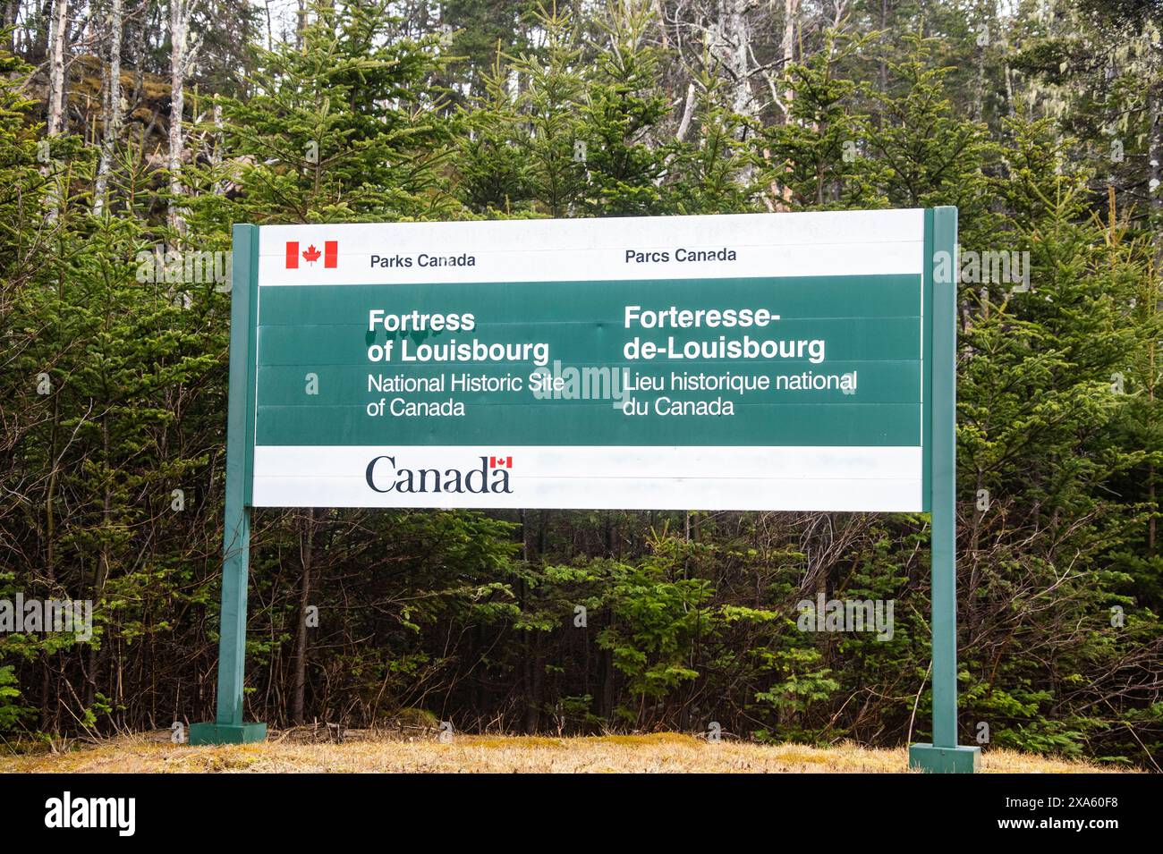 Parks Canada Fortress of Louisbourg National Historic Site sign in Nova ...