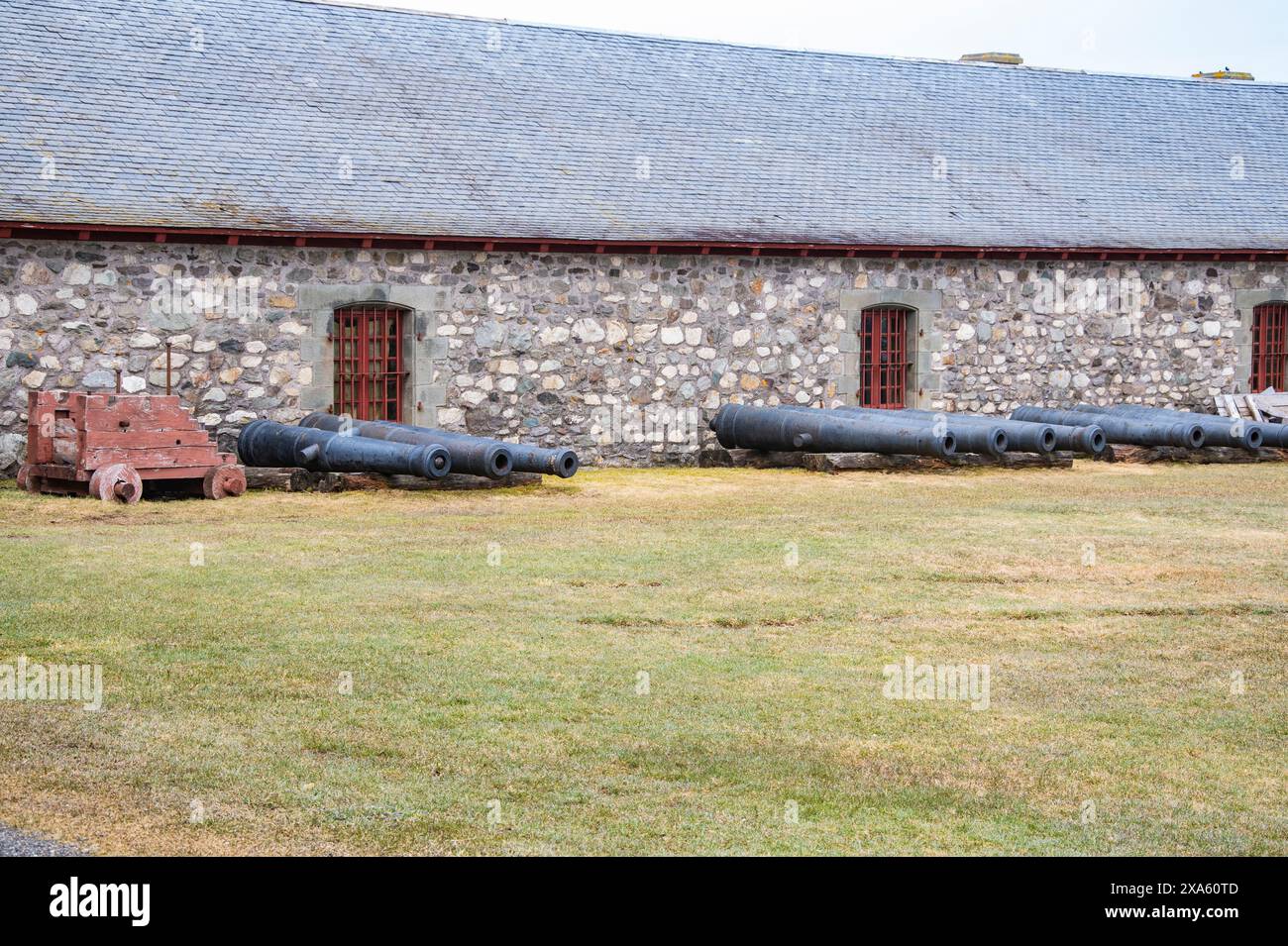 Cannons inside the fortress in Louisbourg, Nova Scotia, Canada Stock ...