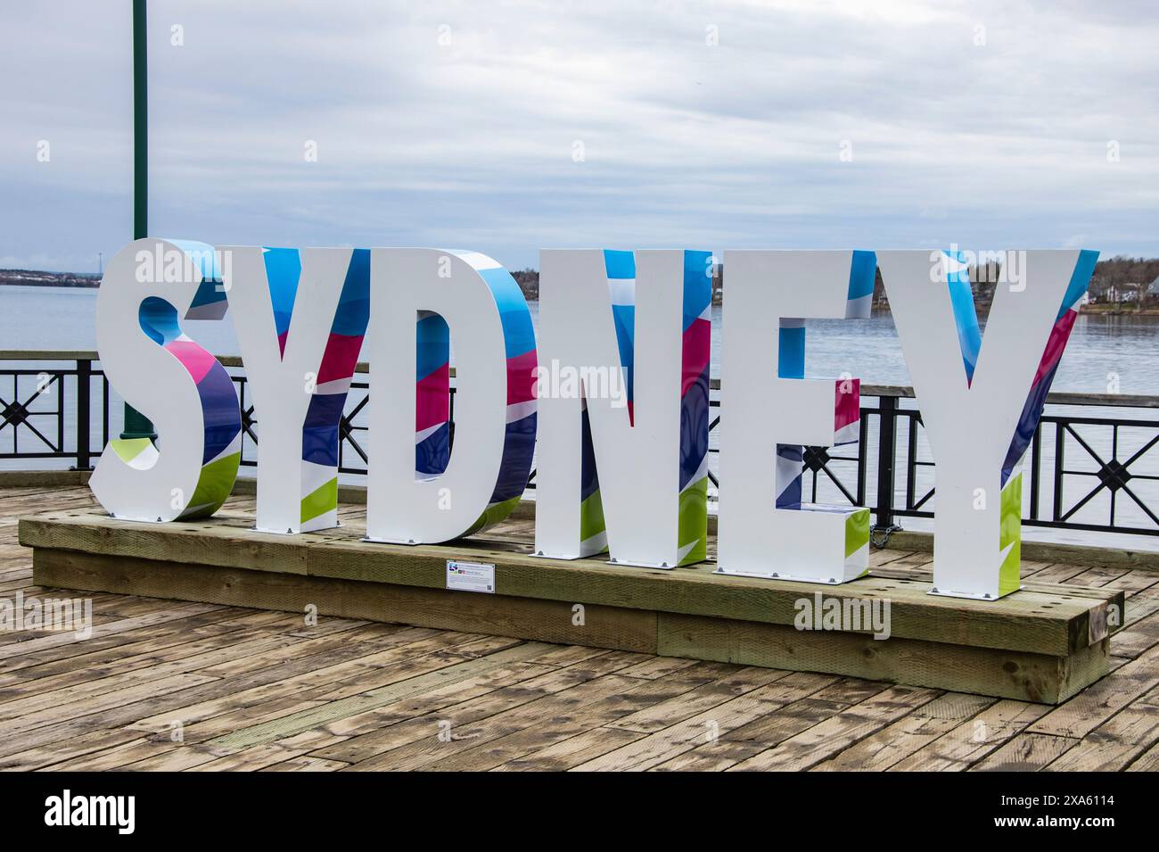 Welcome to Sydney sign at the waterfront in Sydney, Nova Scotia, Canada ...