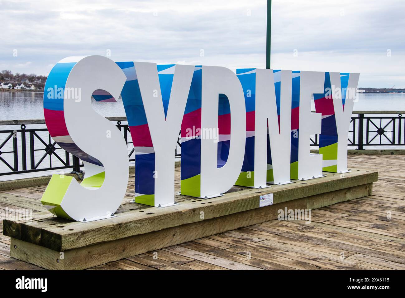 Welcome to Sydney sign at the waterfront in Sydney, Nova Scotia, Canada ...