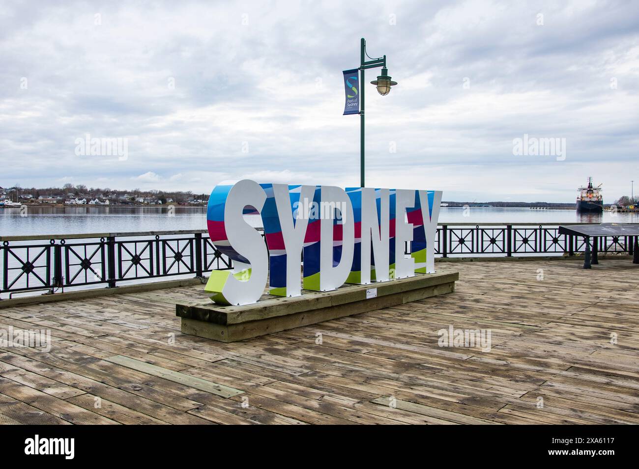 Welcome to Sydney sign at the waterfront in Sydney, Nova Scotia, Canada ...
