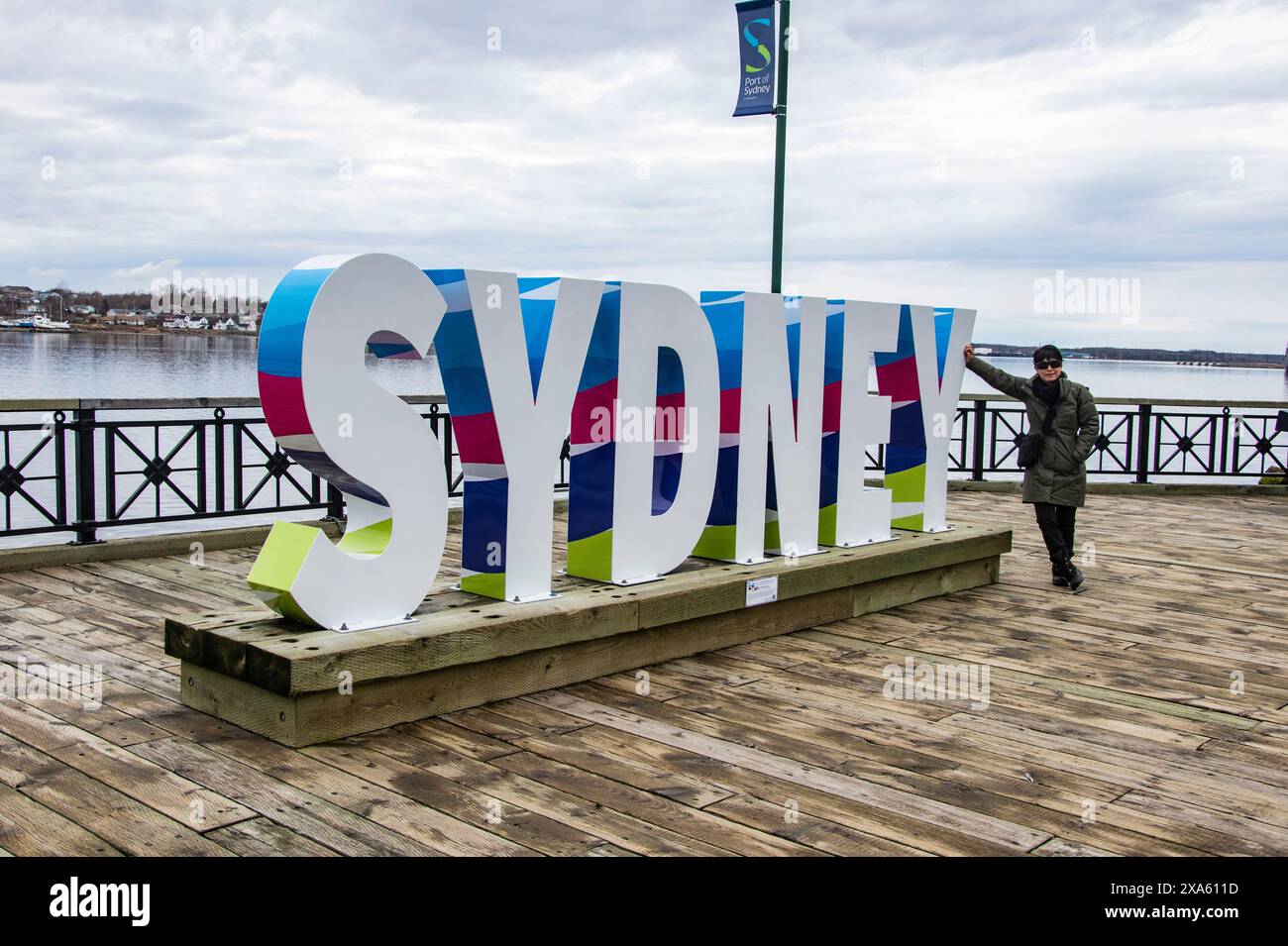 Welcome to Sydney sign at the waterfront in Sydney, Nova Scotia, Canada ...