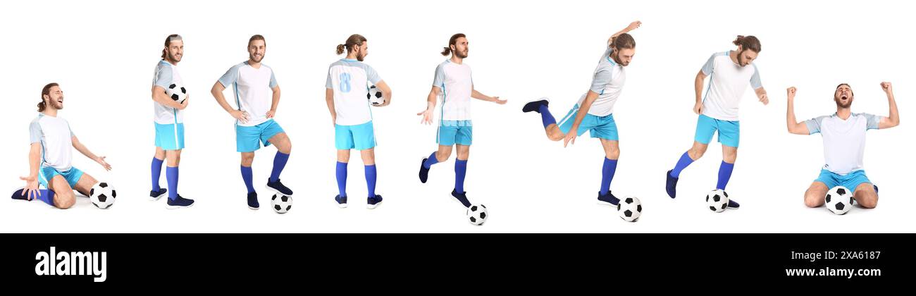Set of football player on white background Stock Photo - Alamy