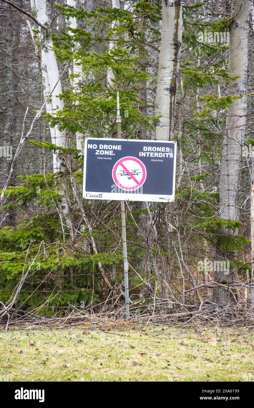 No drone zone sign at JA Douglas McCurdy Sydney Airport in Glace Bay ...