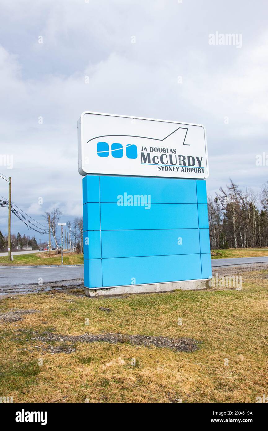 JA Douglas McCurdy Sydney Airport sign in Glace Bay, Nova Scotia ...