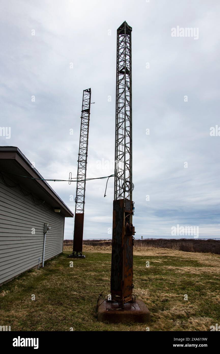 Antenna towers at the Marconi National Historic Site in Glace Bay, Nova ...