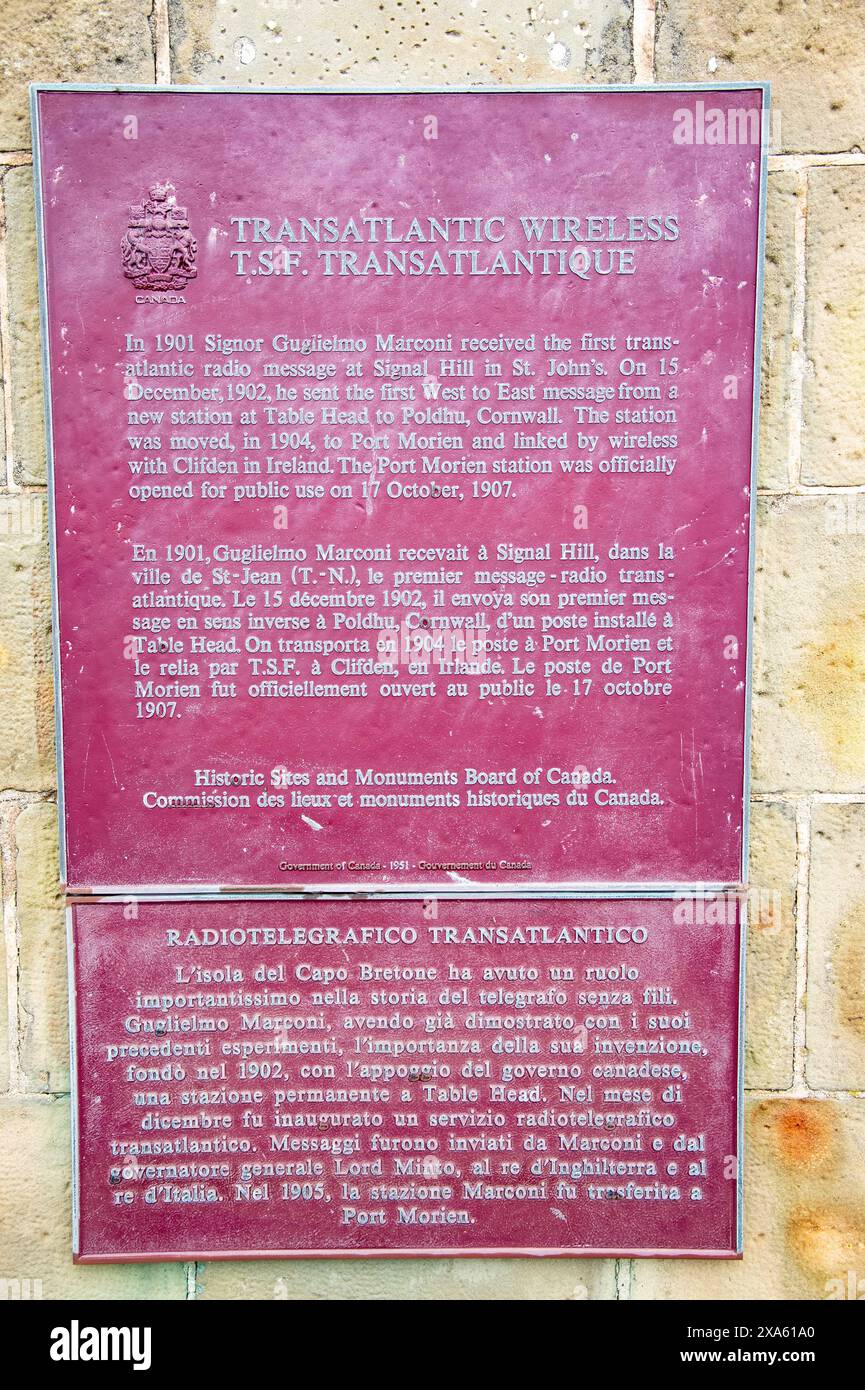 Transatlantic wireless plaque at the Marconi National Historic Site in ...