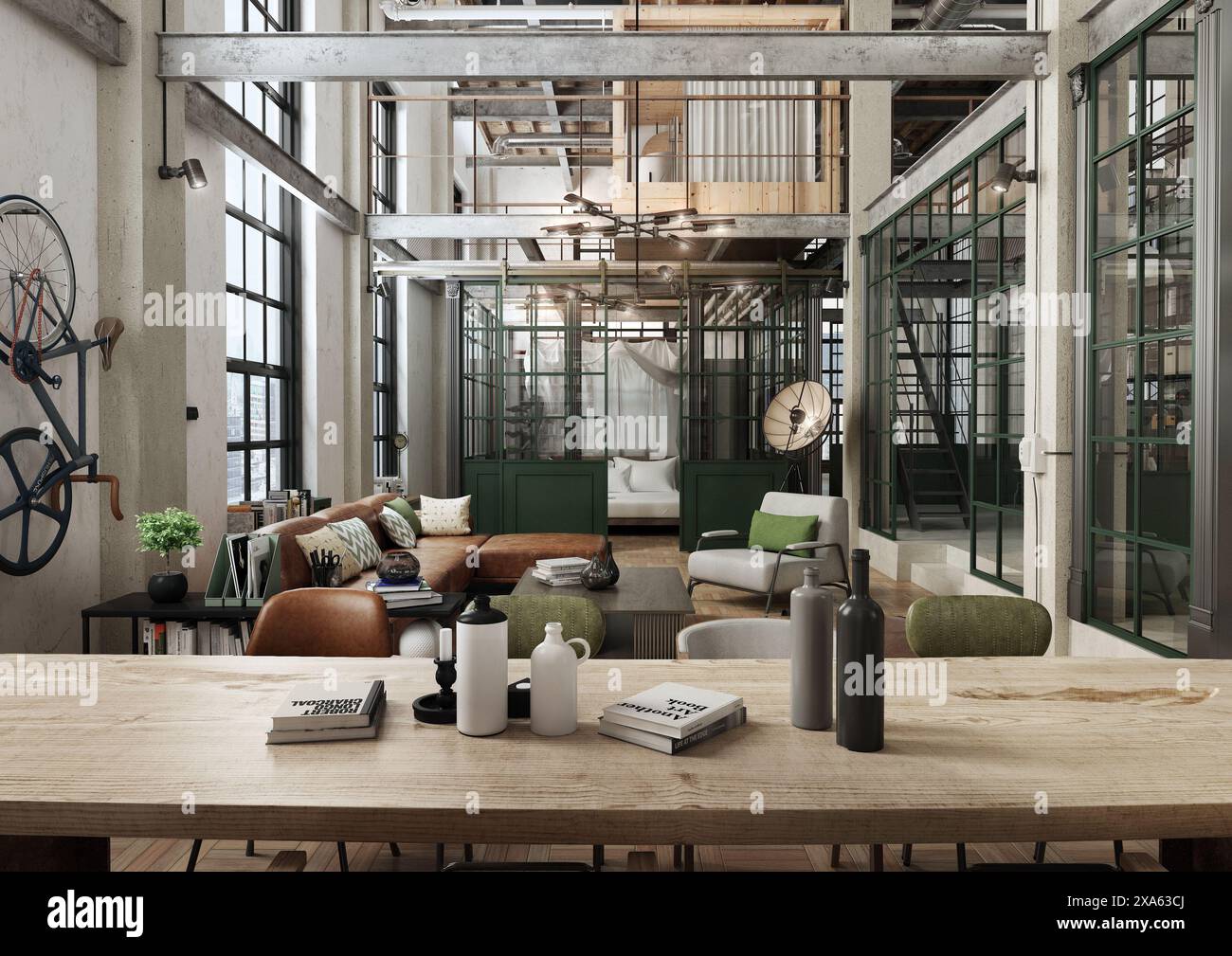 Modern, spacious loft apartment, designed as an open-plan interior with ...