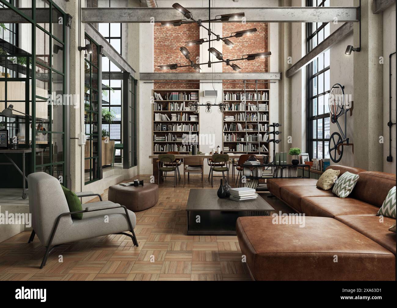 Modern, spacious loft apartment, designed as an open-plan interior with ...