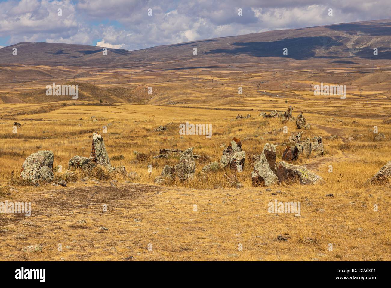 View of the Carahunge, prehistoric archaeological site near the town of ...