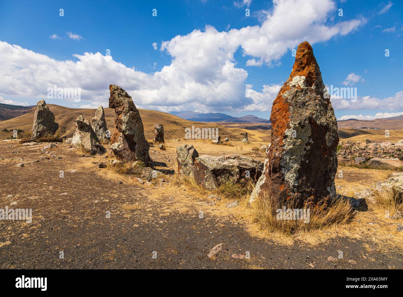 View of the Carahunge, prehistoric archaeological site near the town of ...