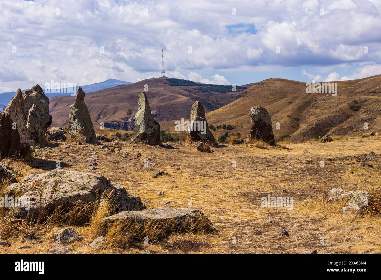 View of the Carahunge, prehistoric archaeological site near the town of ...