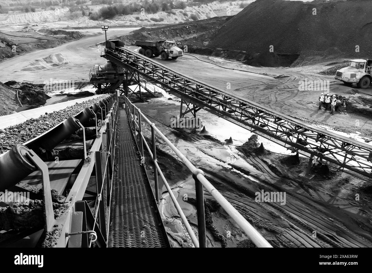 A coal ore on a conveyor belt for processing in Johannesburg, South ...