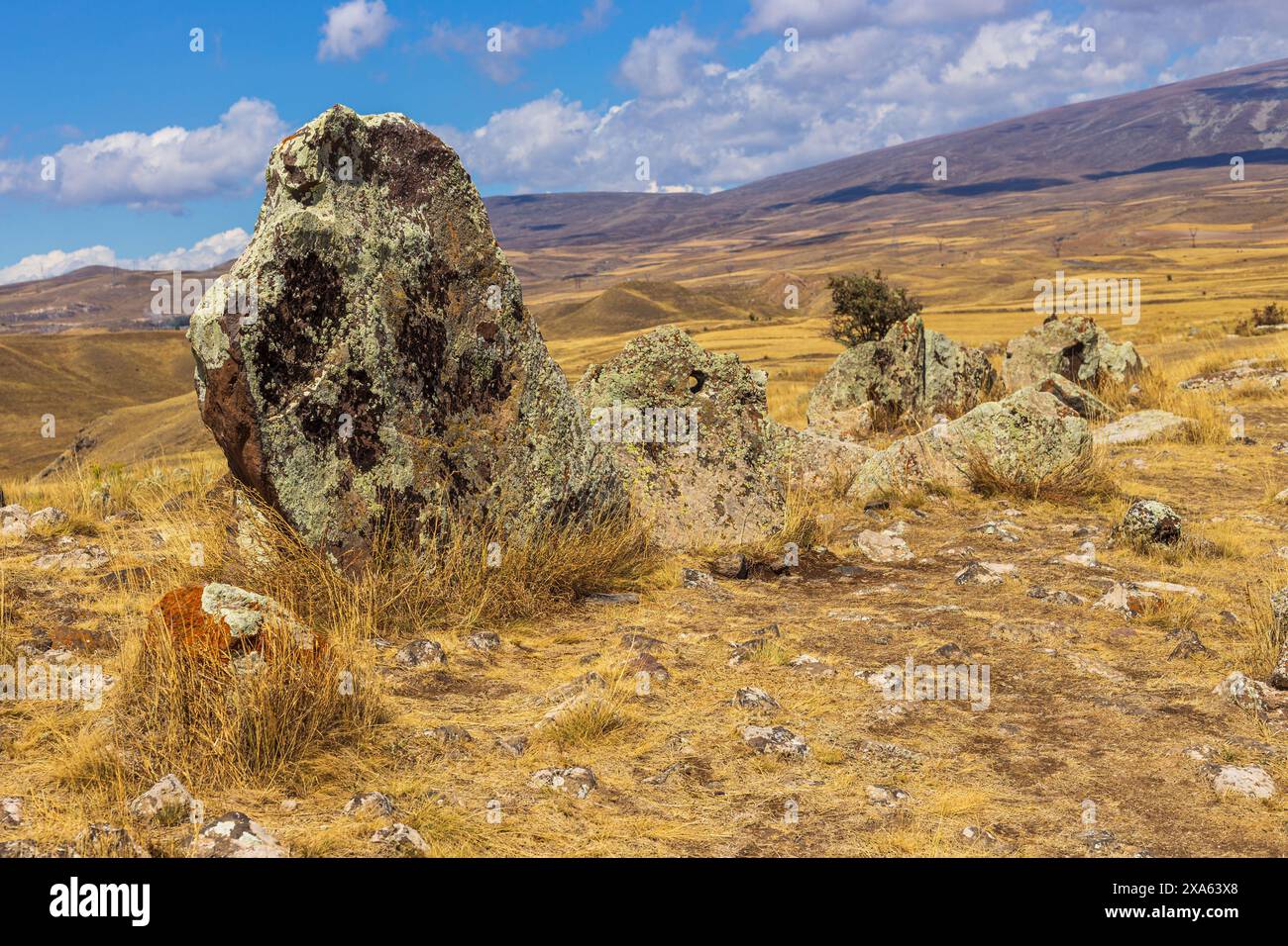 View of the Carahunge, prehistoric archaeological site near the town of ...