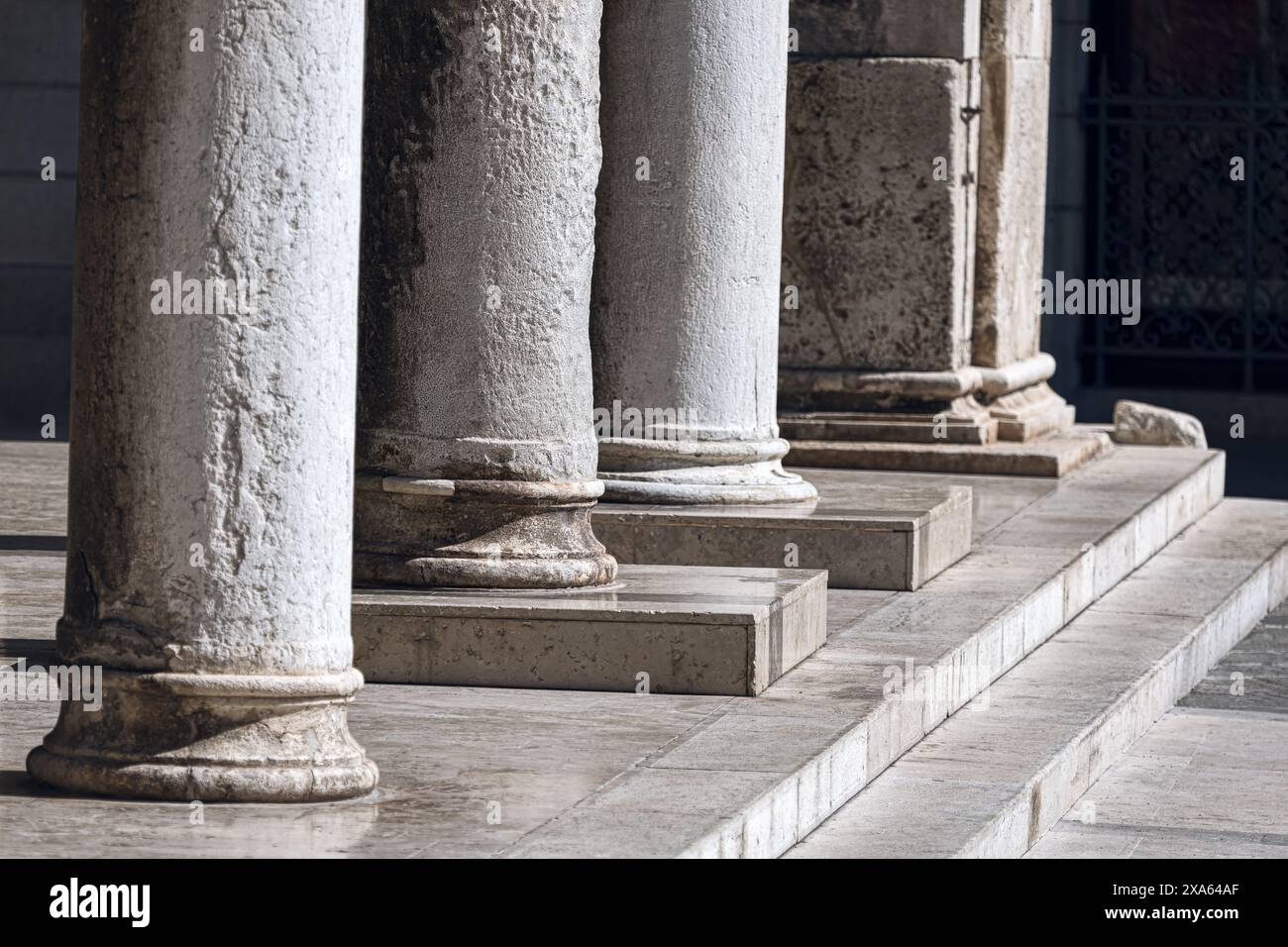 Columns and stone stairs of antique temple. Architectural masterpiece ...