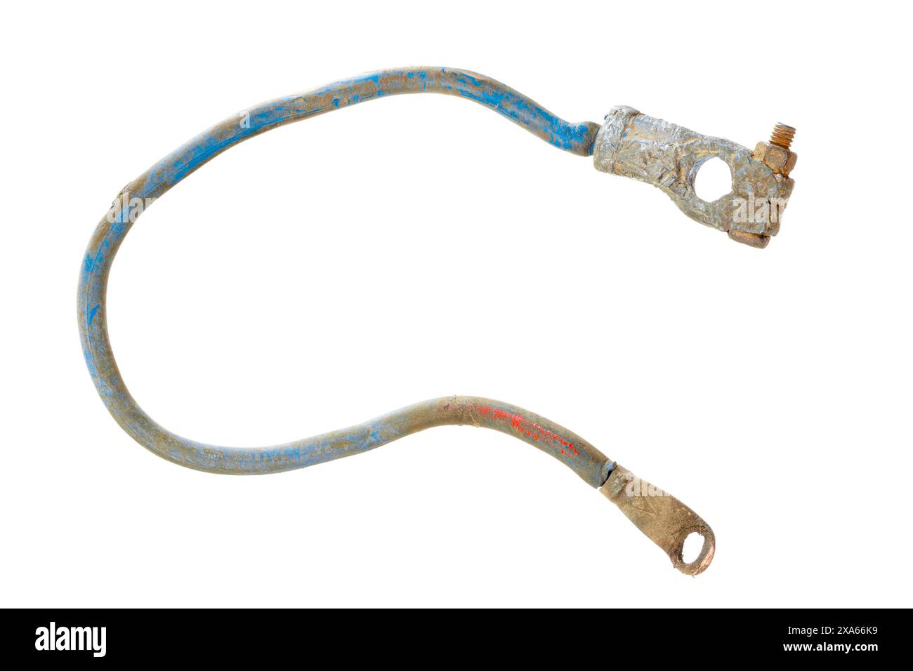 Old and worn auto battery cable isolated on white Stock Photo - Alamy