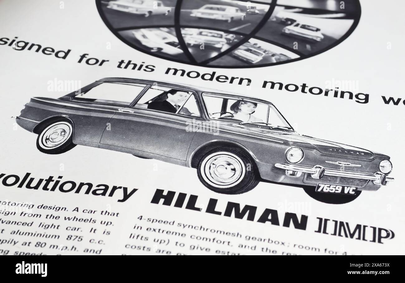 Viersen, Germany - May 9. 2024: Old american black and white Hillman ...