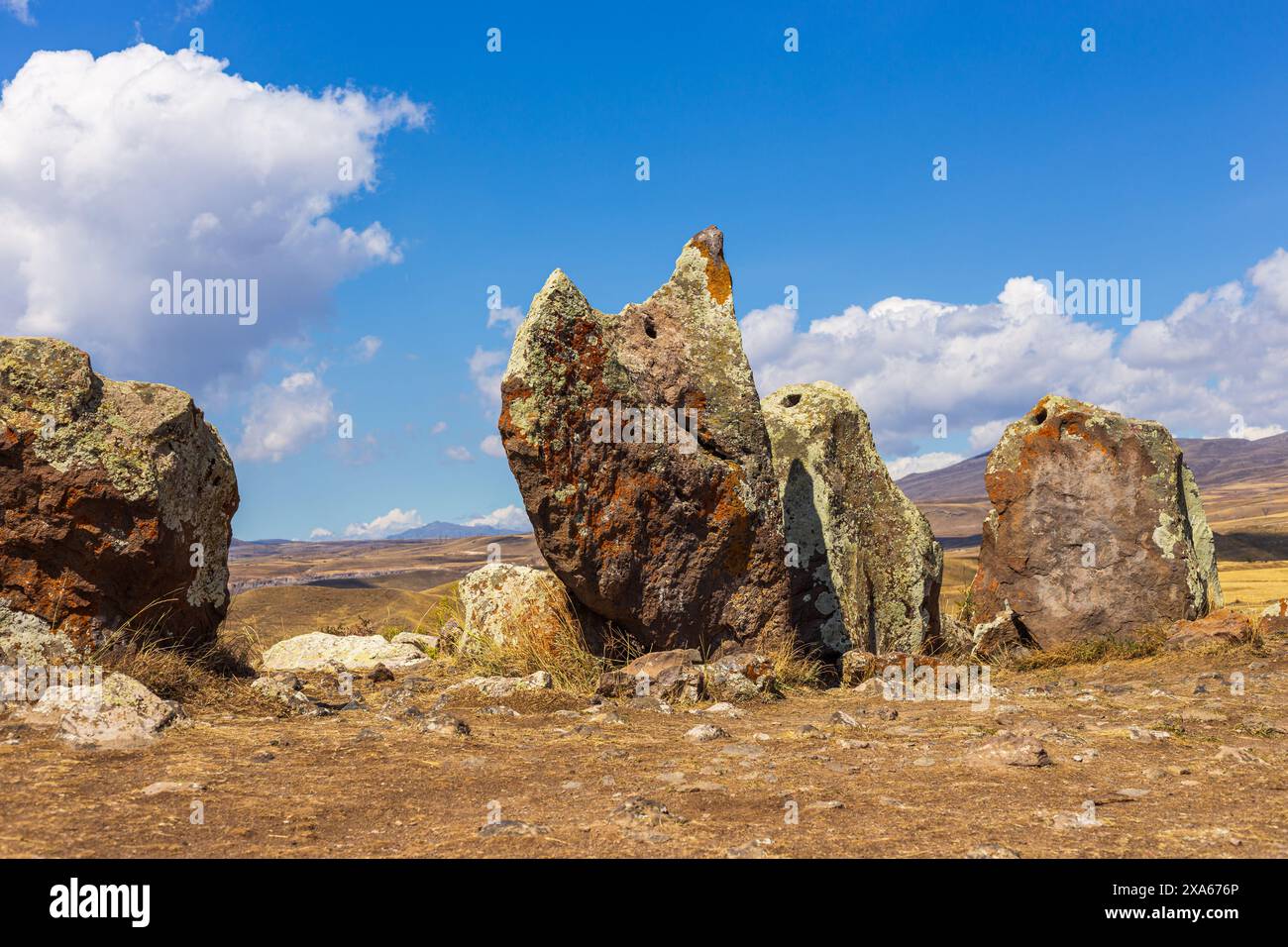 View of the Carahunge, prehistoric archaeological site near the town of ...