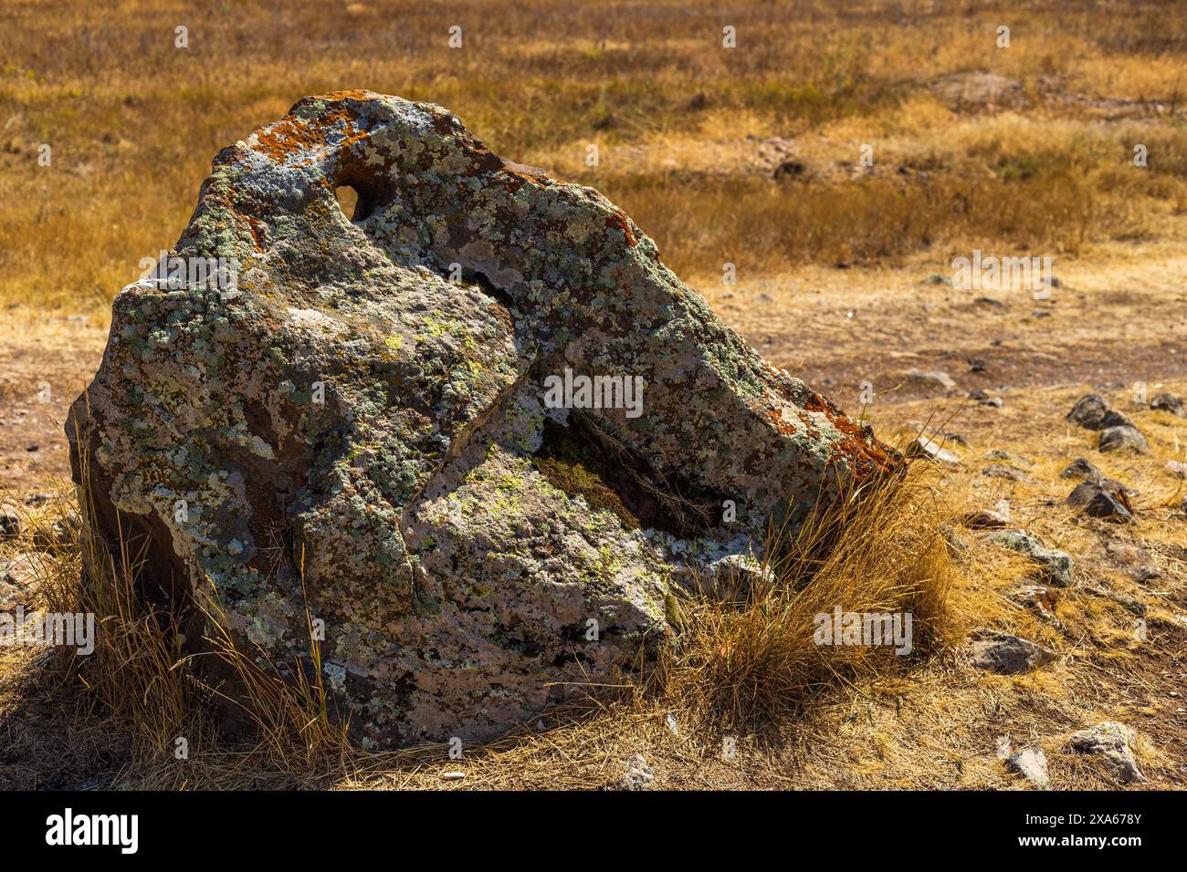 View of the Carahunge, prehistoric archaeological site near the town of ...