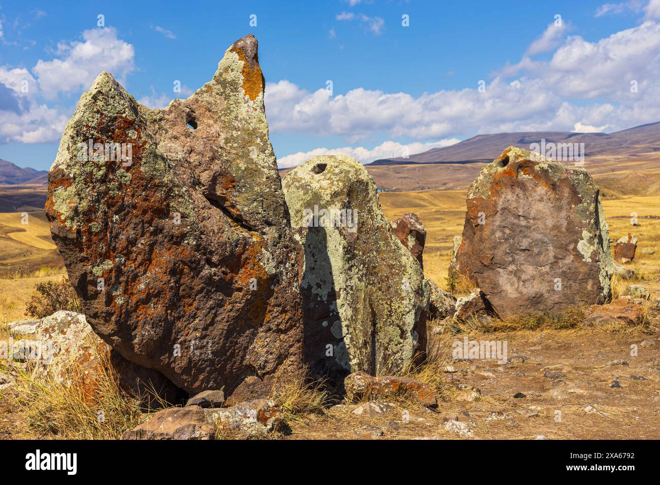View of the Carahunge, prehistoric archaeological site near the town of ...