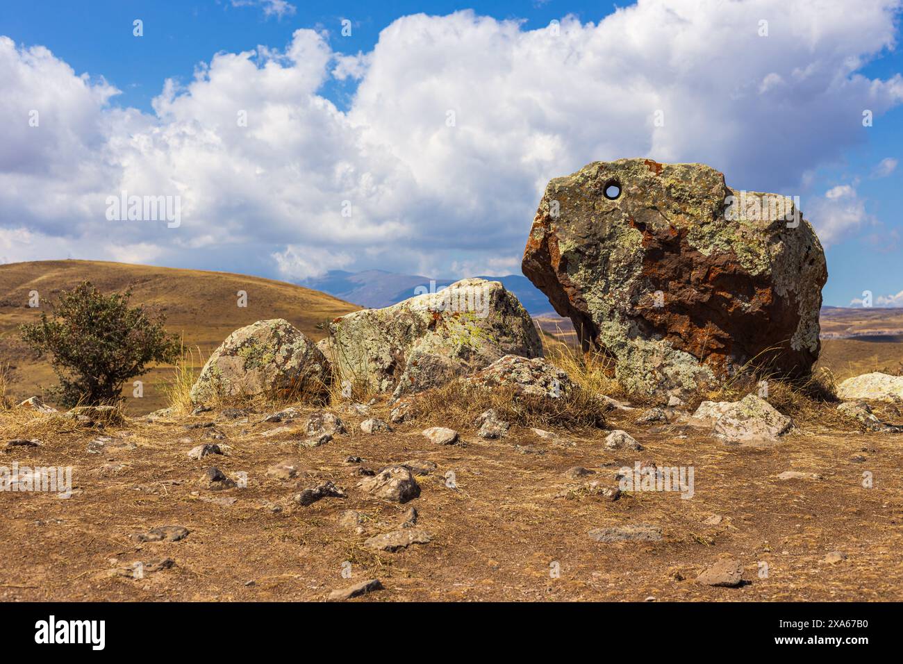 View of the Carahunge, prehistoric archaeological site near the town of ...