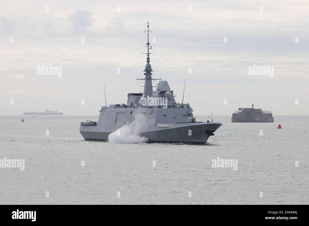 The French navy Aquitaine class destroyer FS NORMANDIE (D651) arriving ...