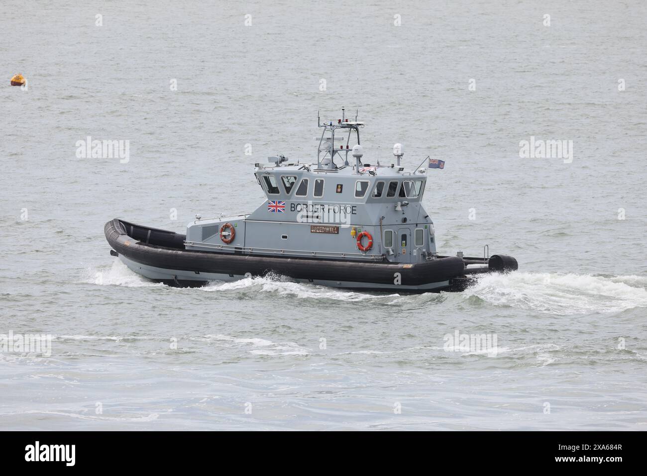 The UK Border Force coastal patrol vessel HMC SPEEDWELL on patrol in ...