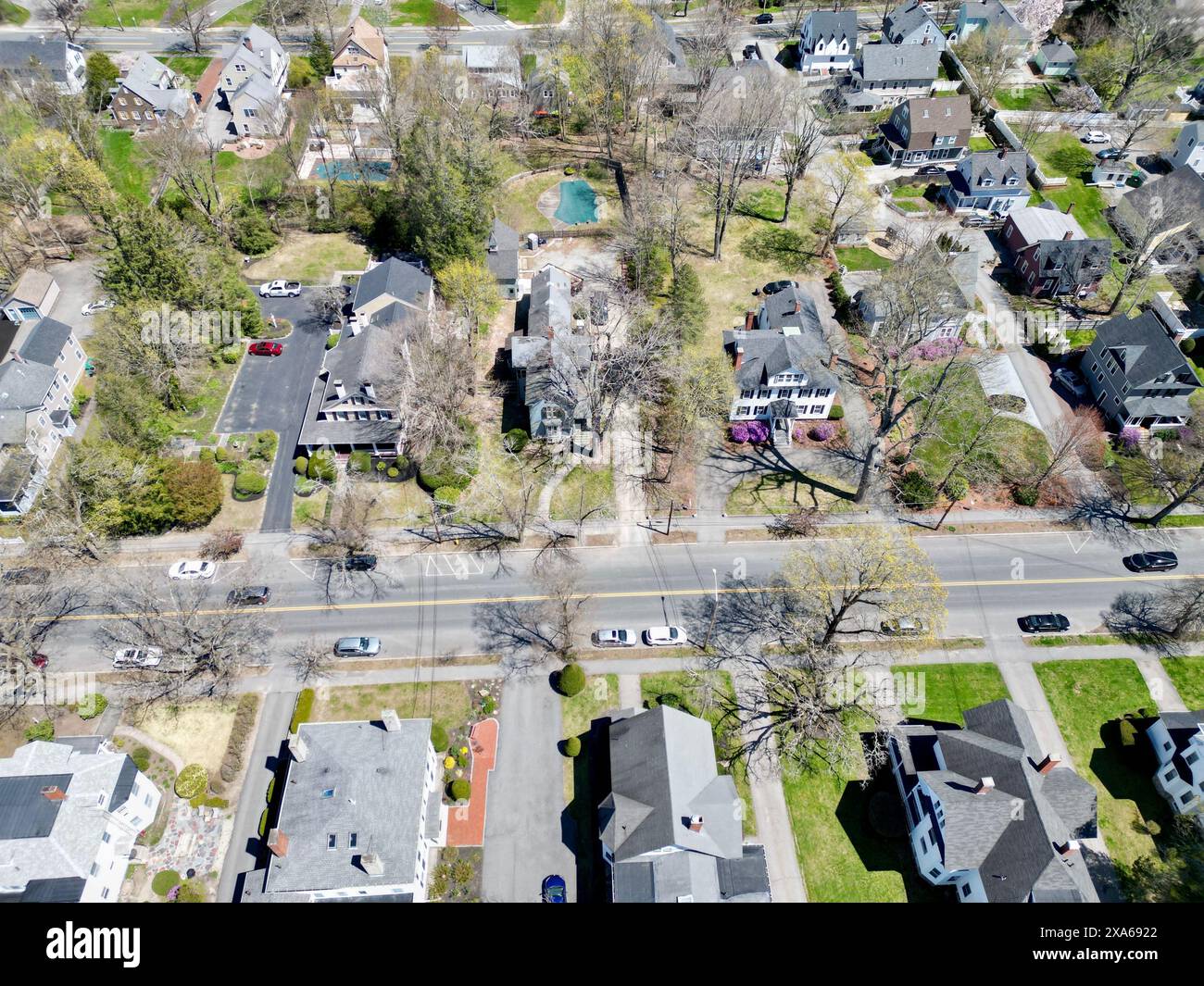 An aerial view of Andover, Massachusetts from above Stock Photo - Alamy