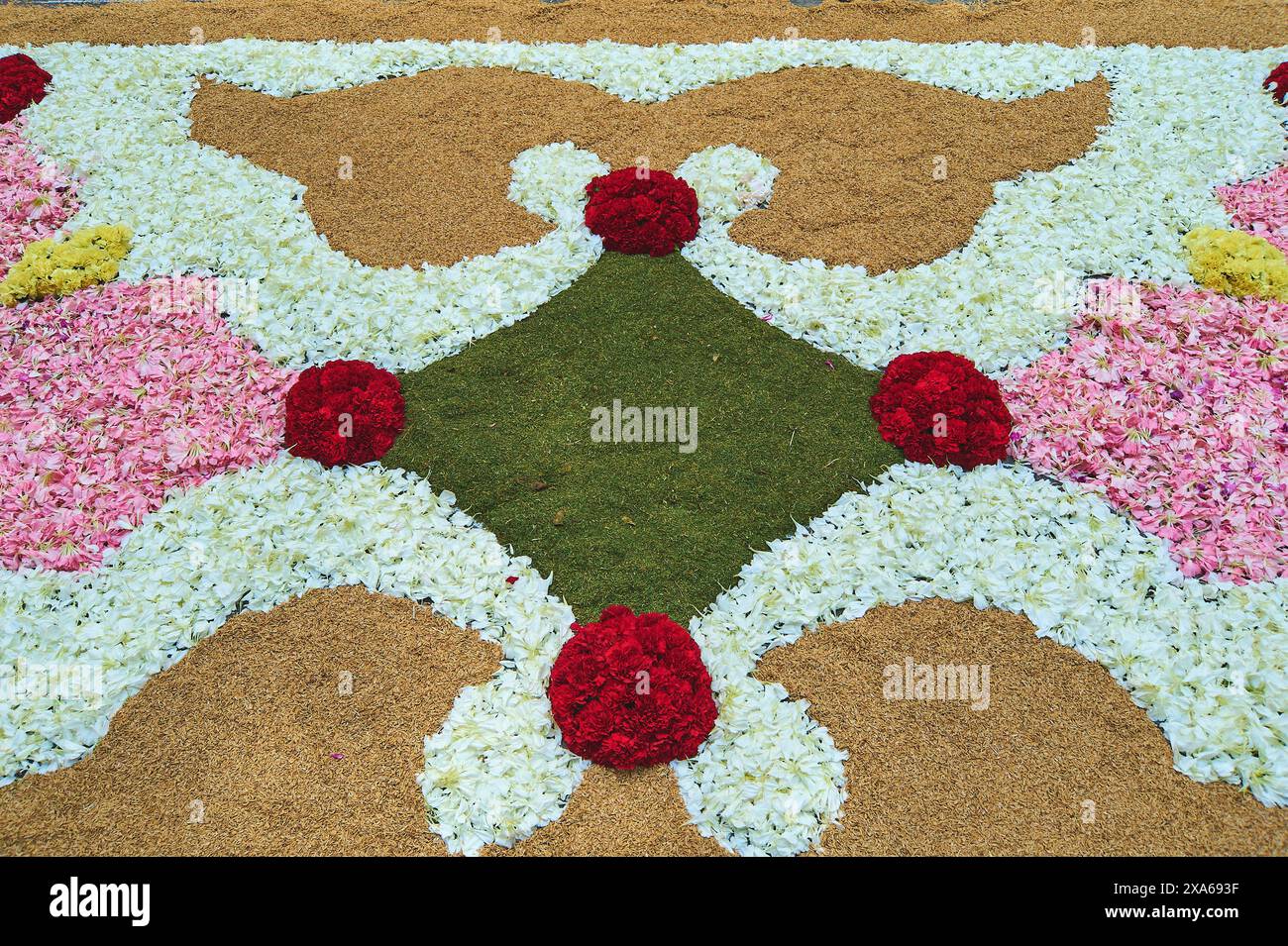 Detailed and colorful flower pattern in a cultural celebration ...