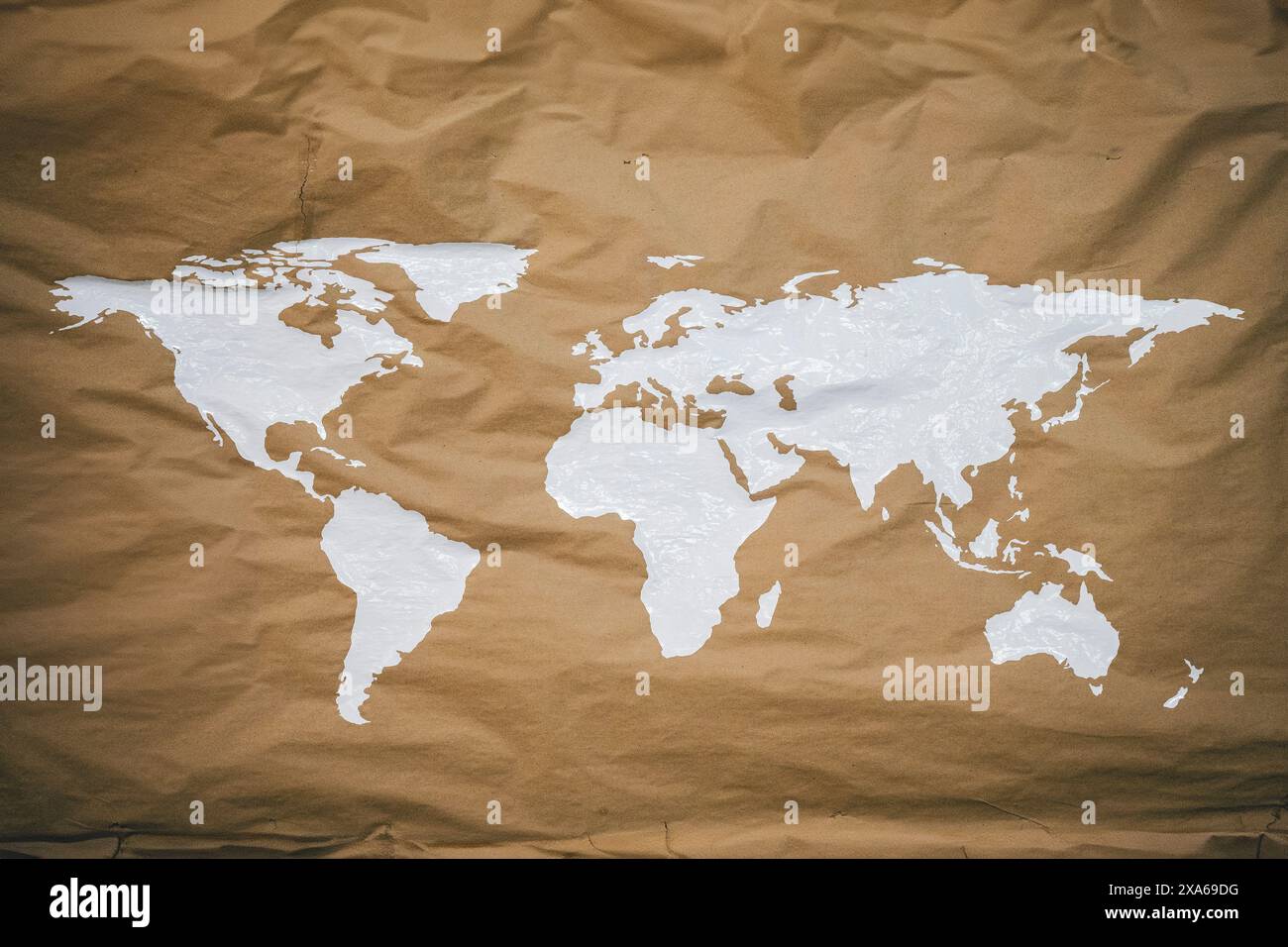Hand-drawn world map on brown paper background Stock Photo - Alamy