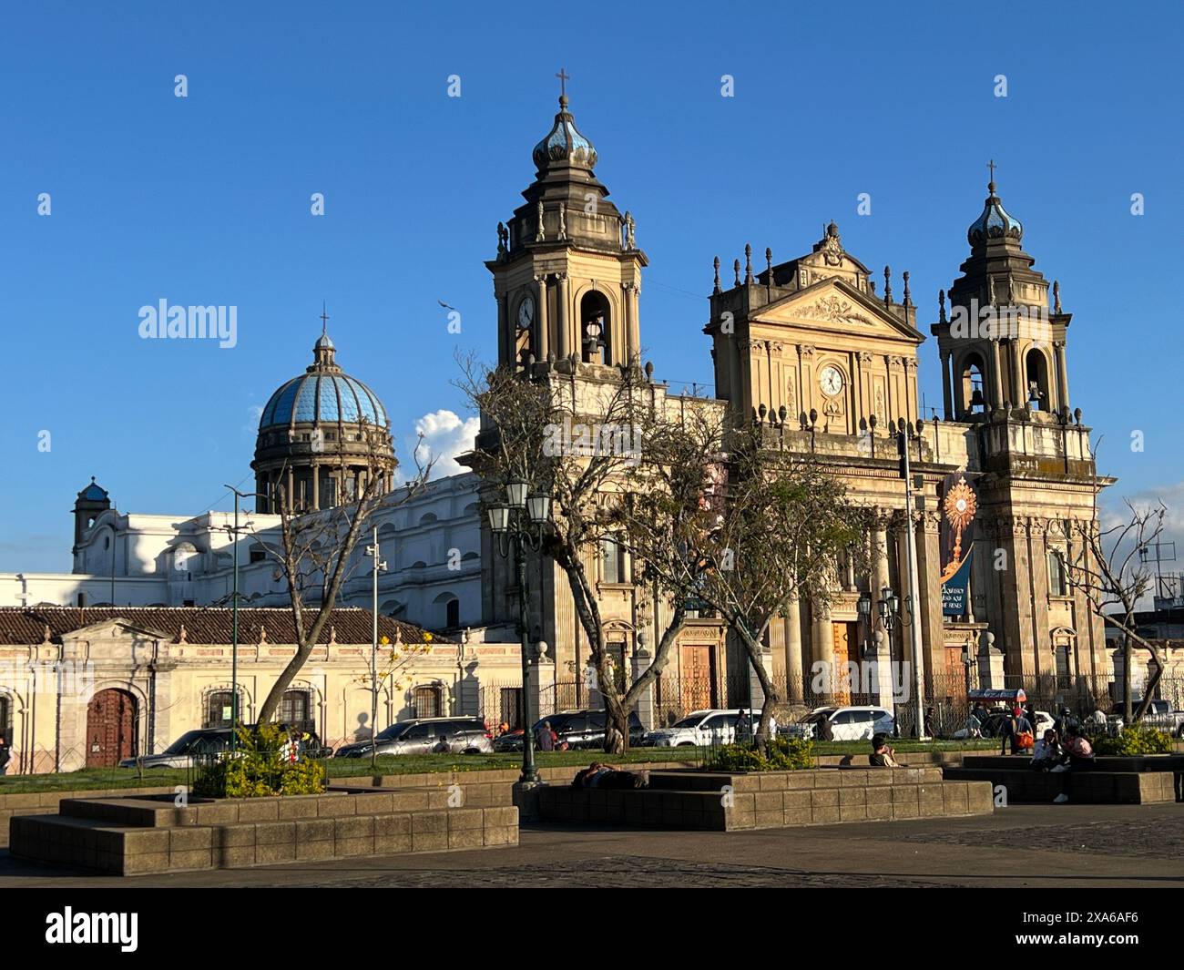 A stunning cathedral with towering spires atop its structure Stock ...