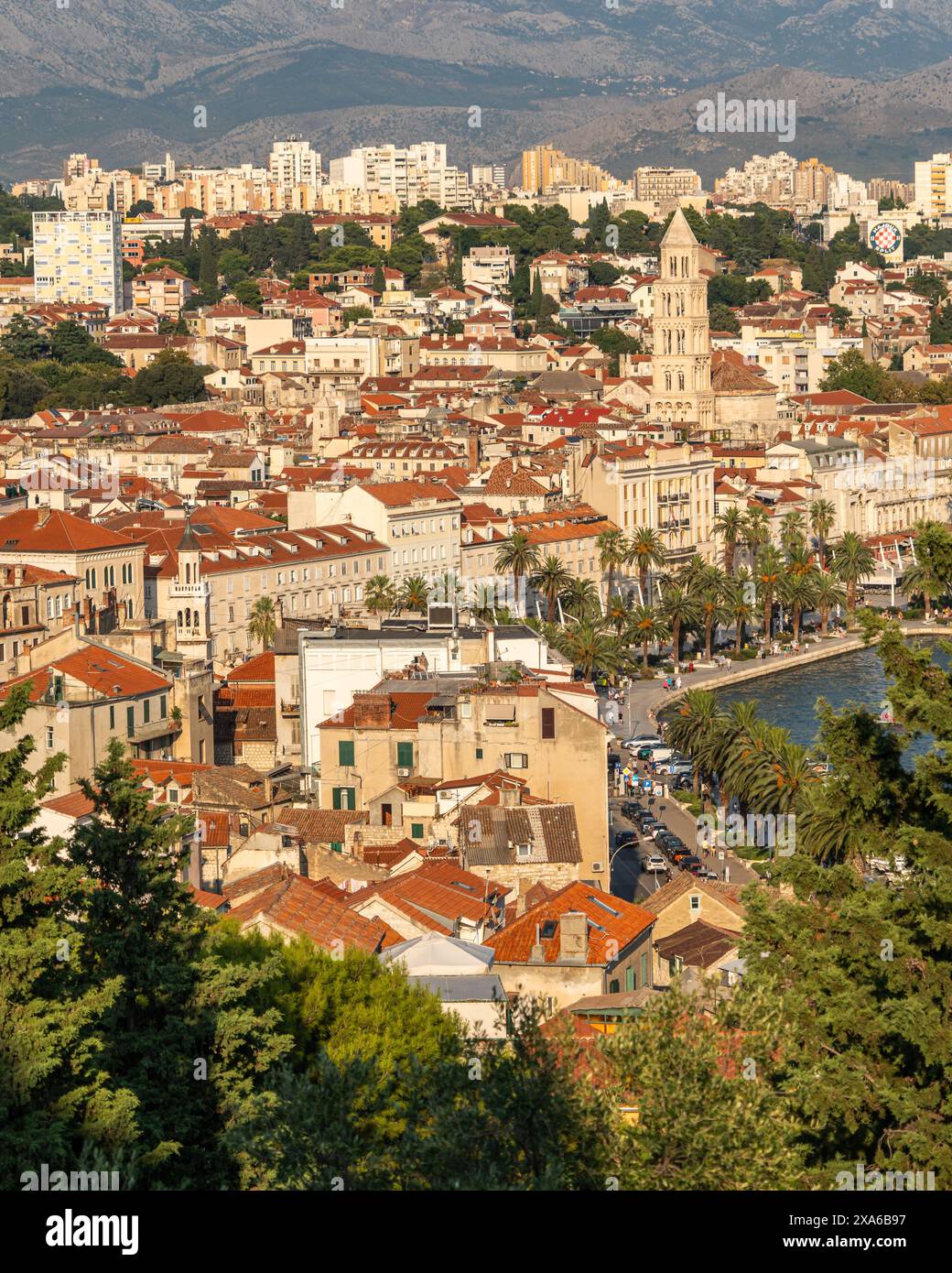 View of the picturesque city of Split in Croatia with historic ...