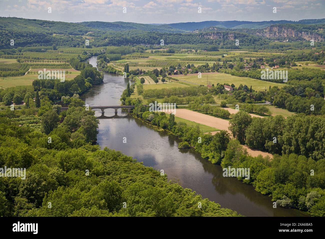 River Dordogne from Domme, Dordogne, Nouvelle-Aquitaine, France Stock ...