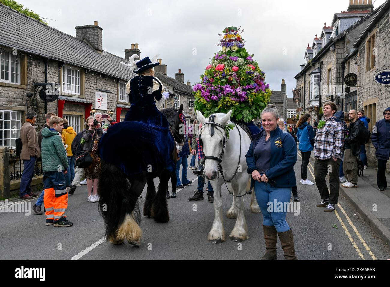 Oak Apple Day celebrations Castleton Peak District Derbyshire UK Stock ...