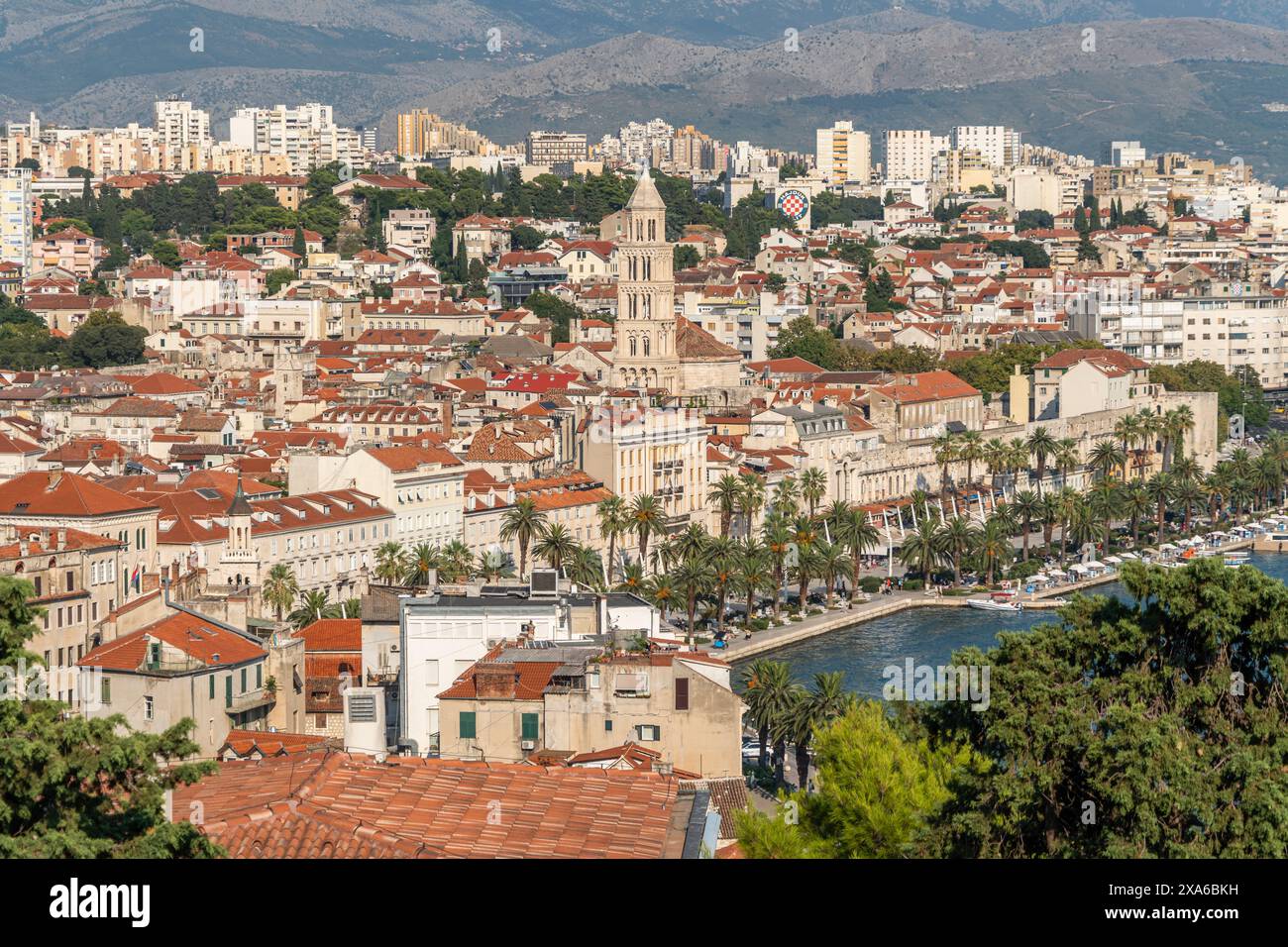 View of the picturesque city of Split in Croatia with historic ...