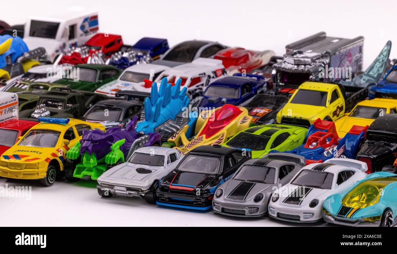 A collection of toy cars parked together Stock Photo - Alamy