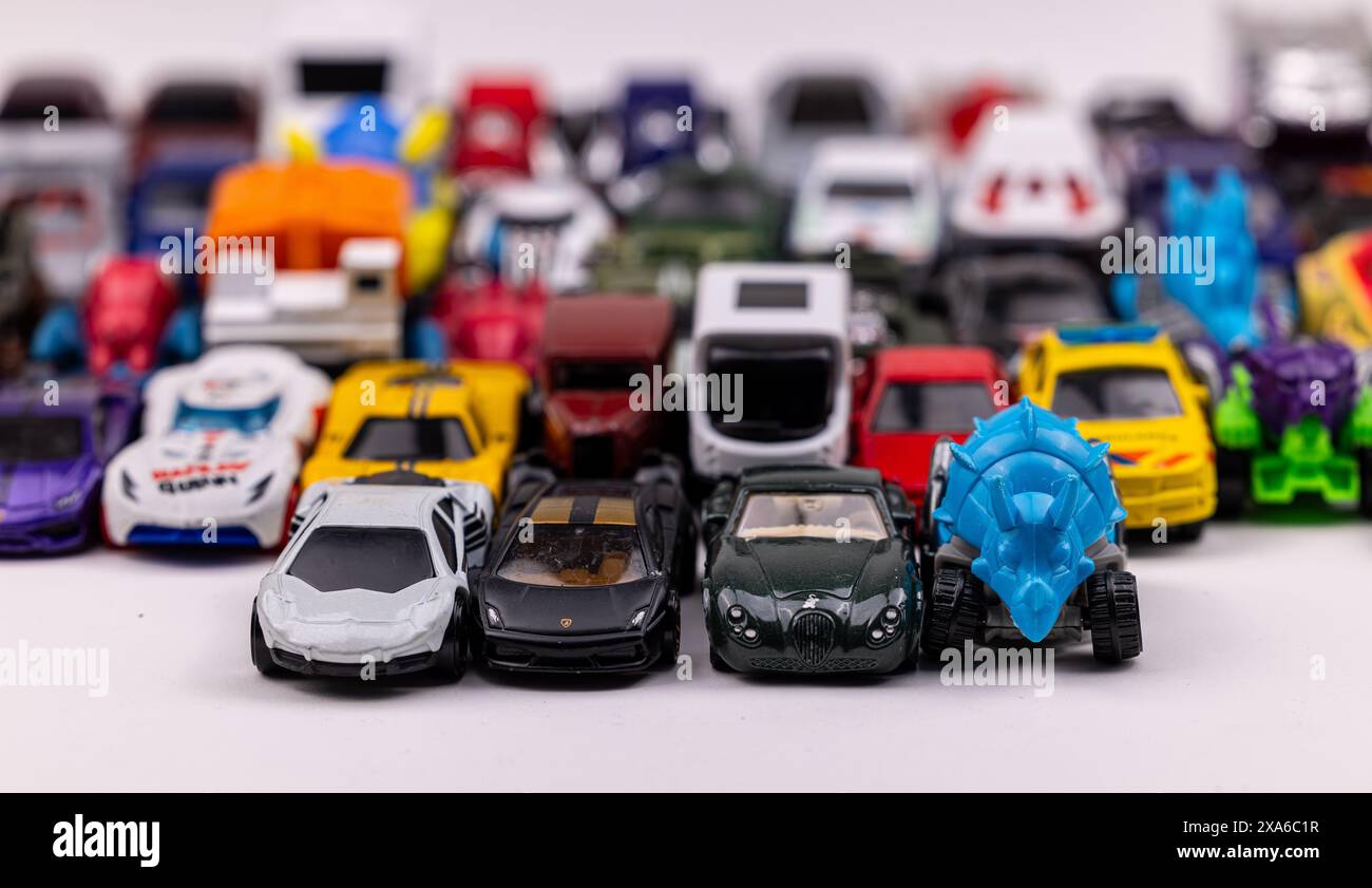 A collection of toy cars parked together Stock Photo - Alamy