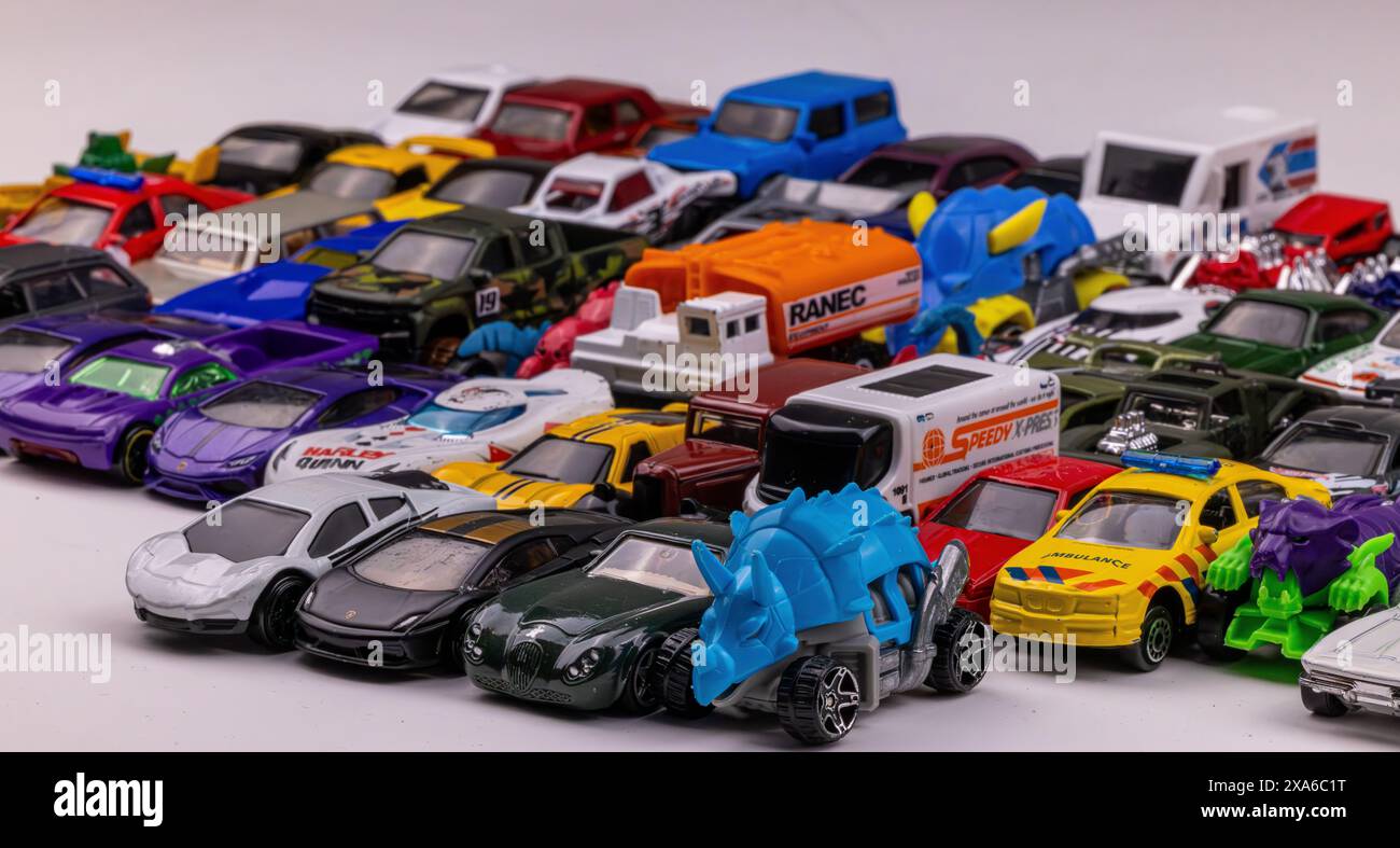 A collection of toy cars parked together Stock Photo - Alamy