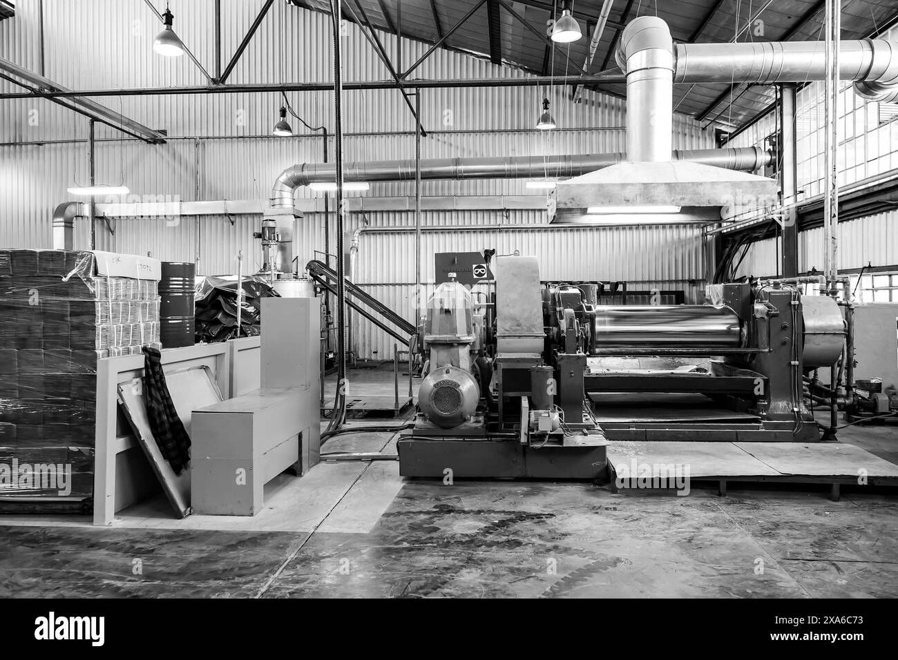 The interior of machinery on the rubber assembly line in Johannesburg ...